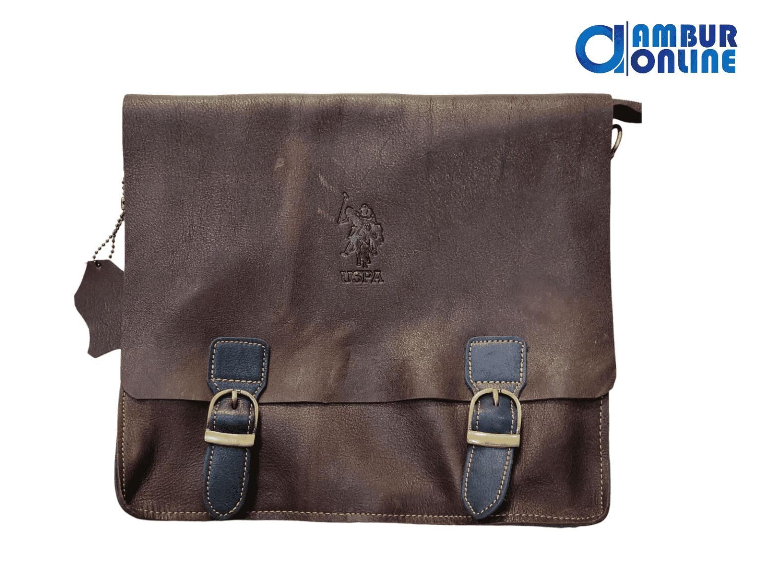 USPA Men's bag - Double buckle oil pullup & Nubuck leather - Ambur ...